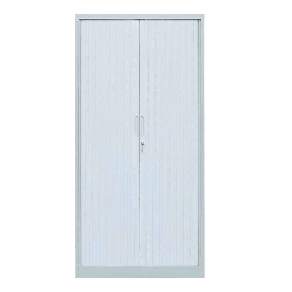 2 Tambour Doors Steel Cabinet TD-04: Grey + White Storage Solution ...
