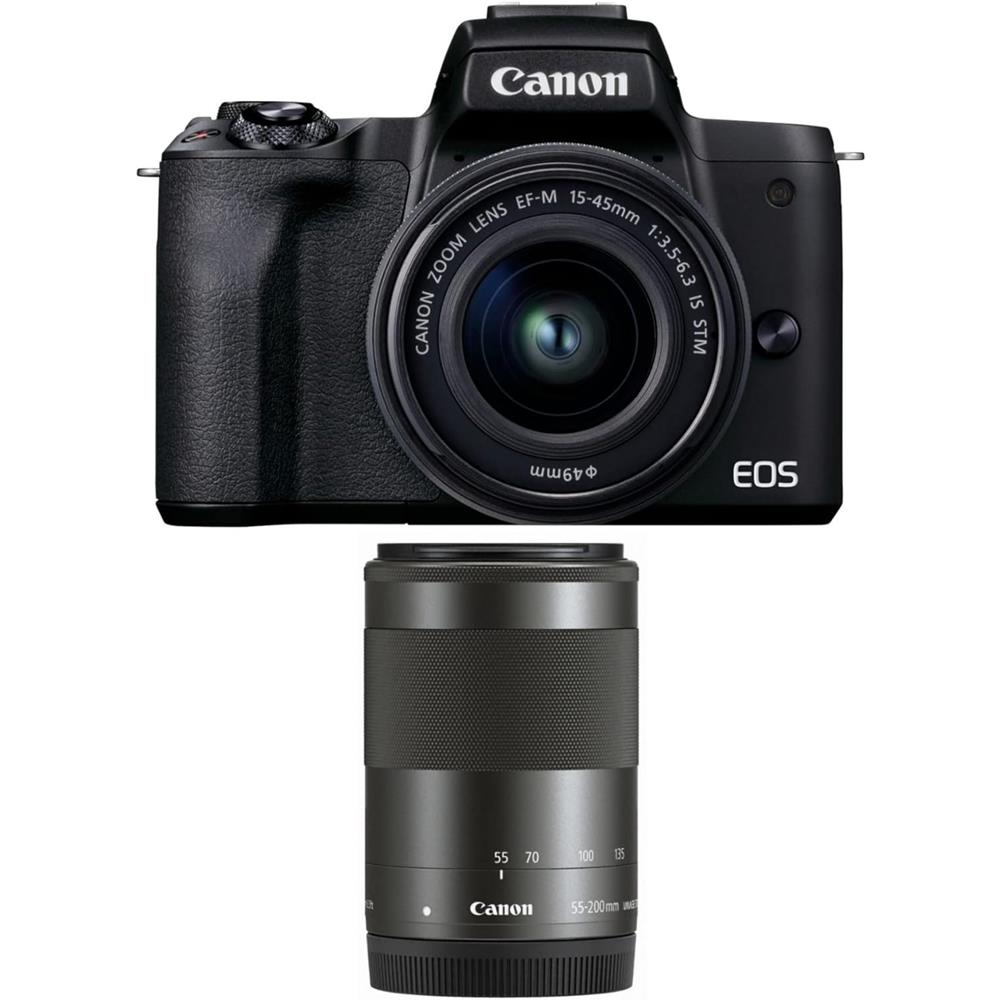 Canon EOS M50 Mark II Mirrorless Digital Camera with 15-45mm and 55 ...