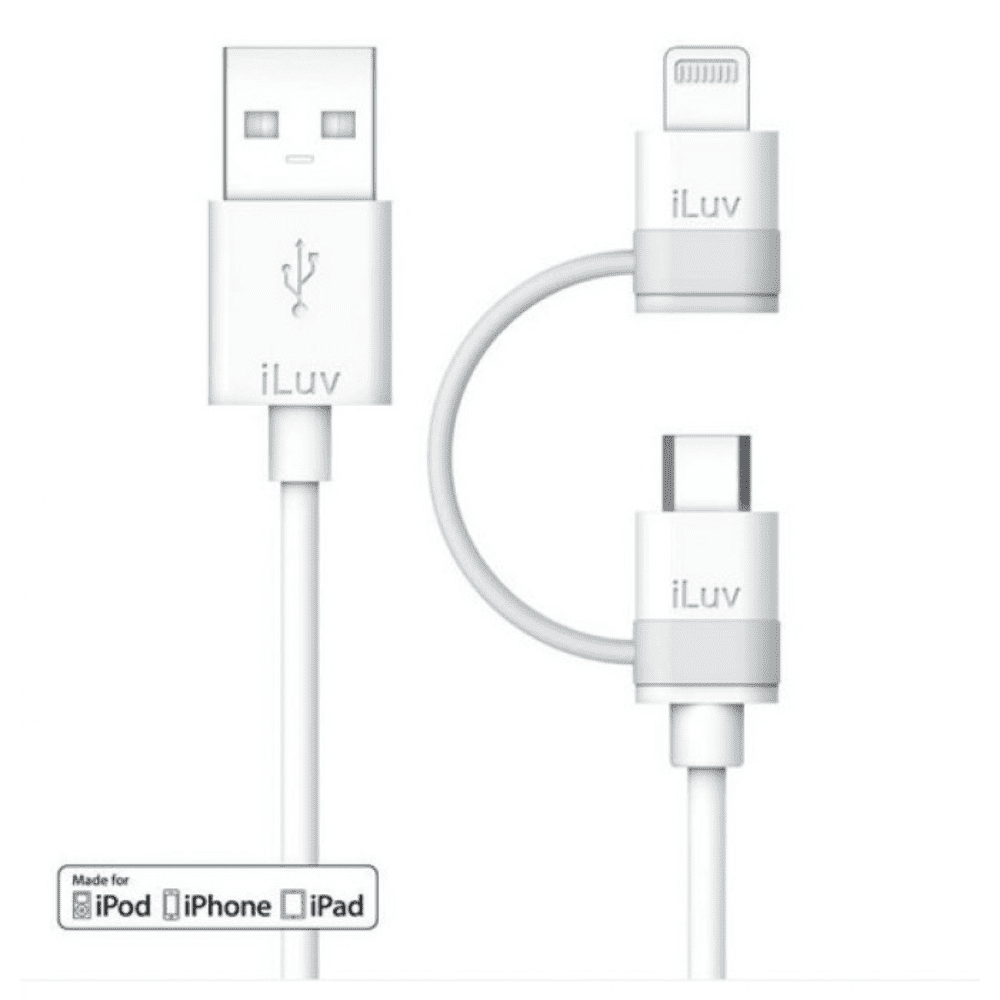 iLuv 2 in 1 Charger Lighting Cable, ICB267WHT | Smart ConneXXionZ N.V.